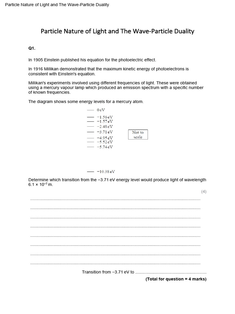 Particle Nature of Light and the Wave-Particle Duality (1) | PDF ...