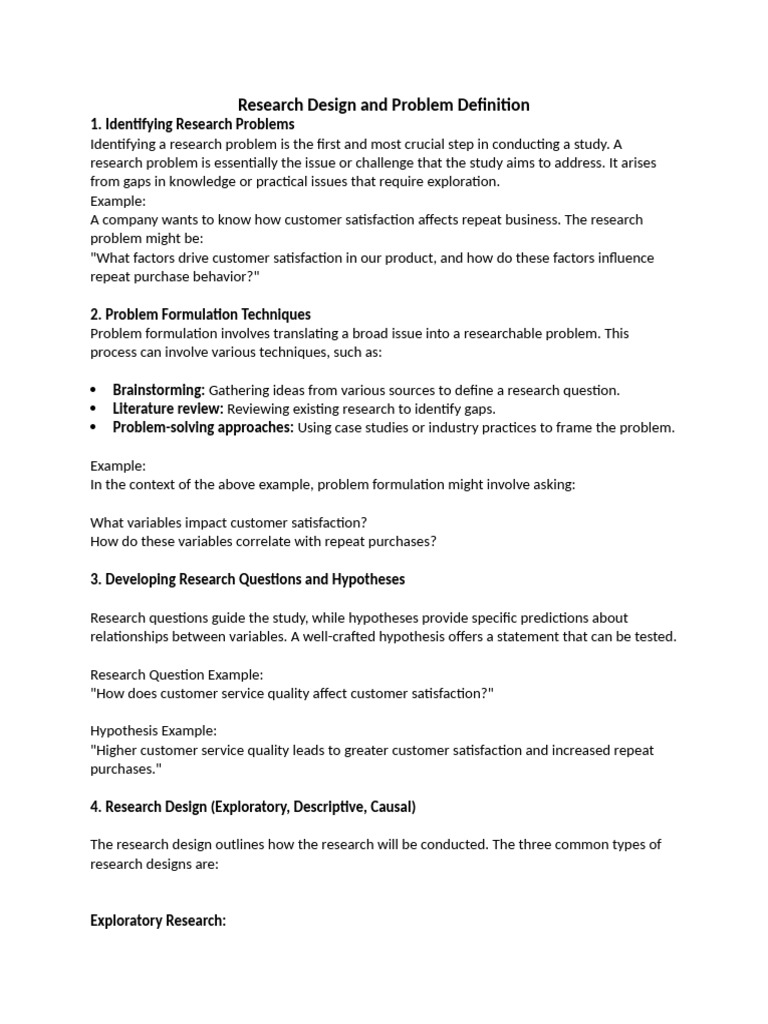 Research Design and Problem Definition Guide | PDF | Survey Methodology ...