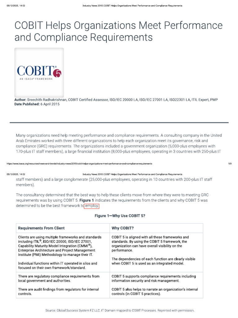Case Study 3 - COBIT Helps Organizations Meet Performance | PDF