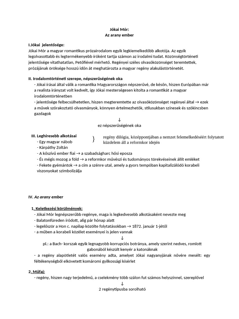 5. Jókai Mór Az Arany Ember | PDF