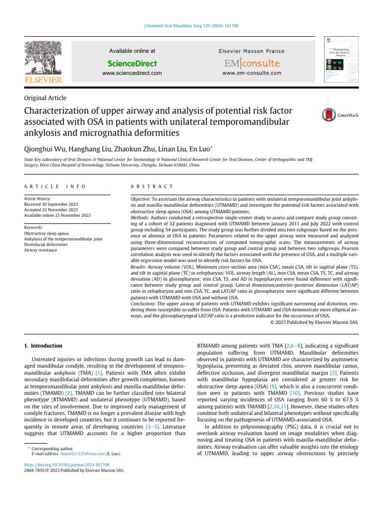 OSA Risk Factors in UTMAMD Patients | PDF | Medical Imaging | Sleep Apnea