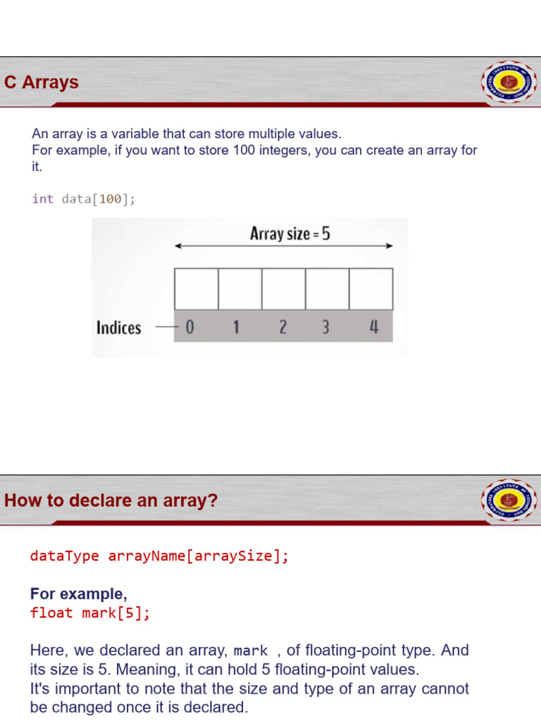 arrays | PDF | Integer (Computer Science) | Data Type