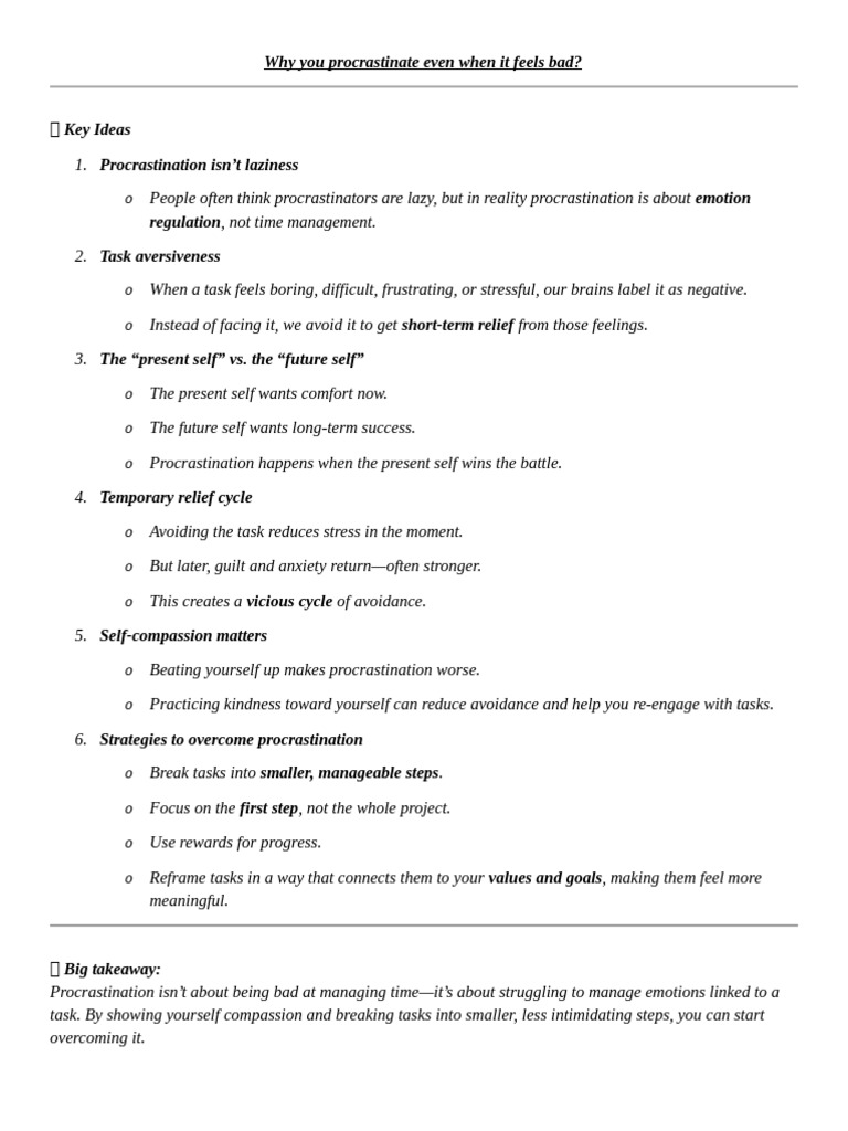 Why You Procrastinate Even When It Feels Bad | PDF