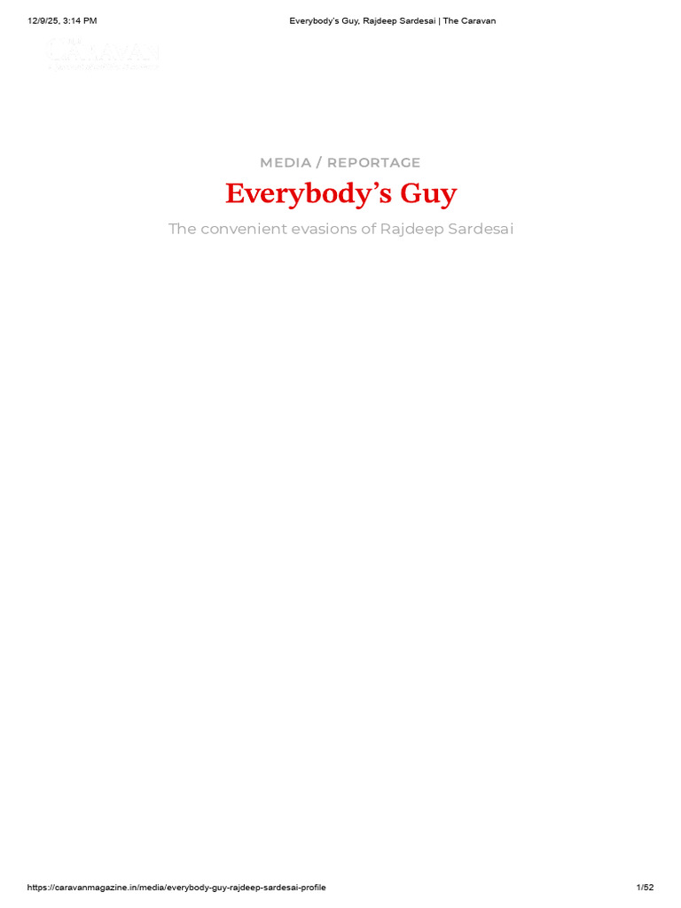 Everybody's Guy, Rajdeep Sardesai - The Caravan | PDF | Narendra Modi ...