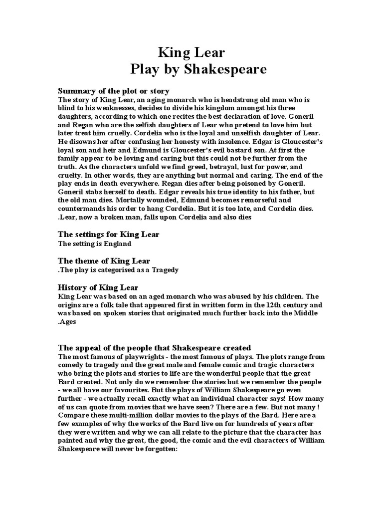 King Lear | PDF | King Lear