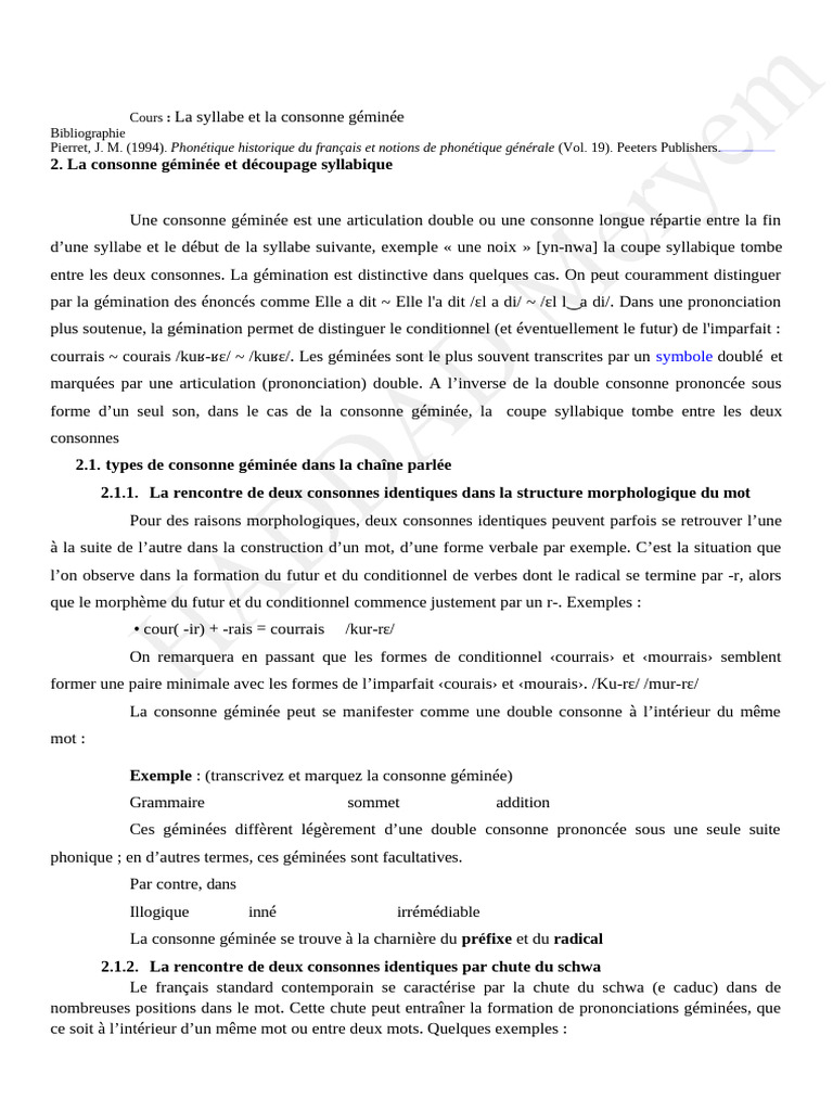 Syllabes et consonnes géminées en français | PDF | Syllabe | Verbe