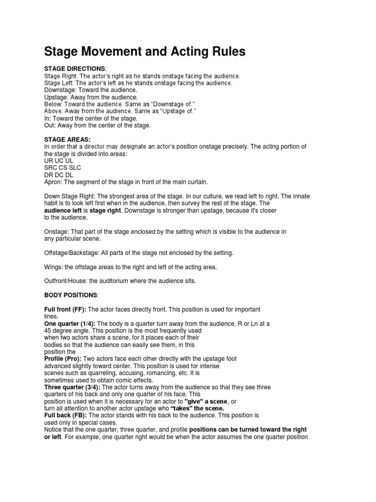 Stage Movement and Acting Rules | PDF | Actor | Necktie