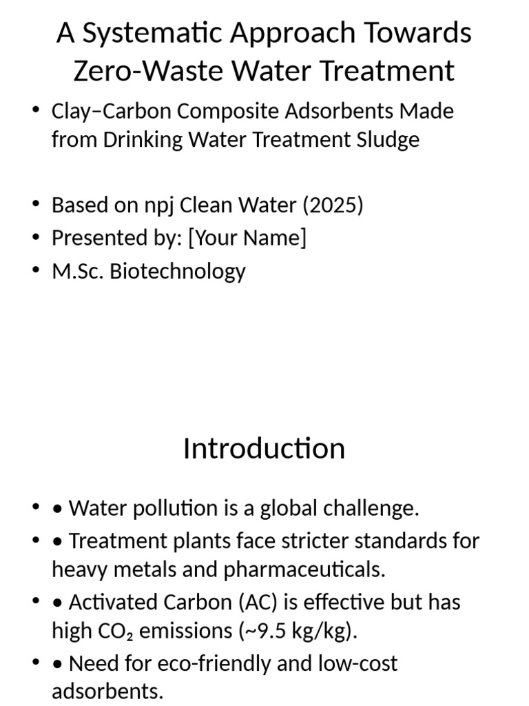 Zero Waste Water Treatment Presentation 15slides MSc Biotech | PDF ...