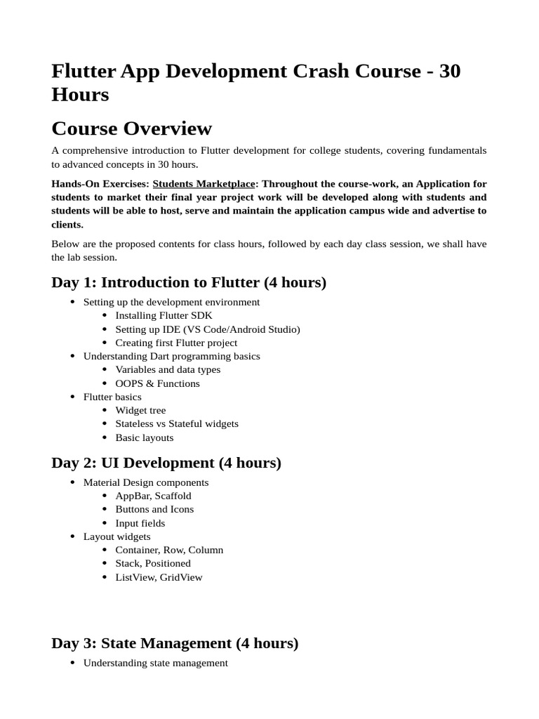 Flutter Crash Course Content | PDF | Computing | Software Development