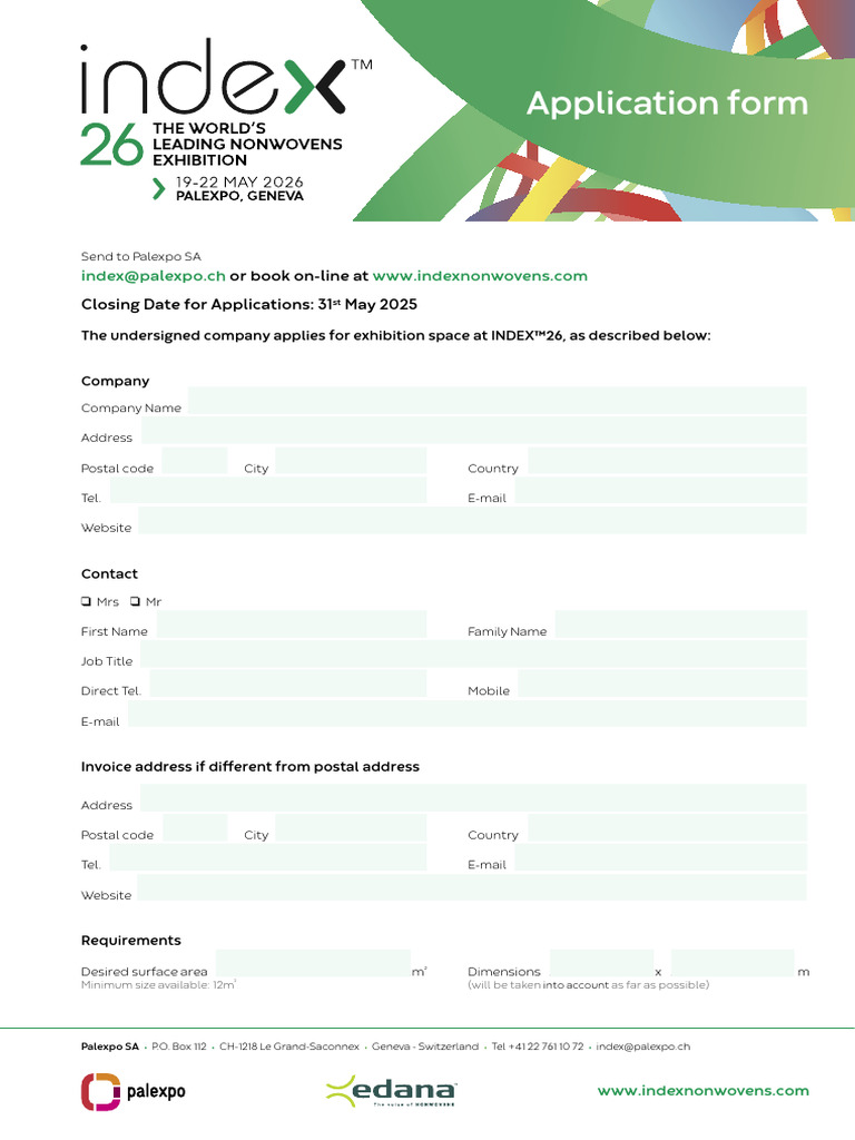 INDEX™26 Exhibition Application Form | PDF