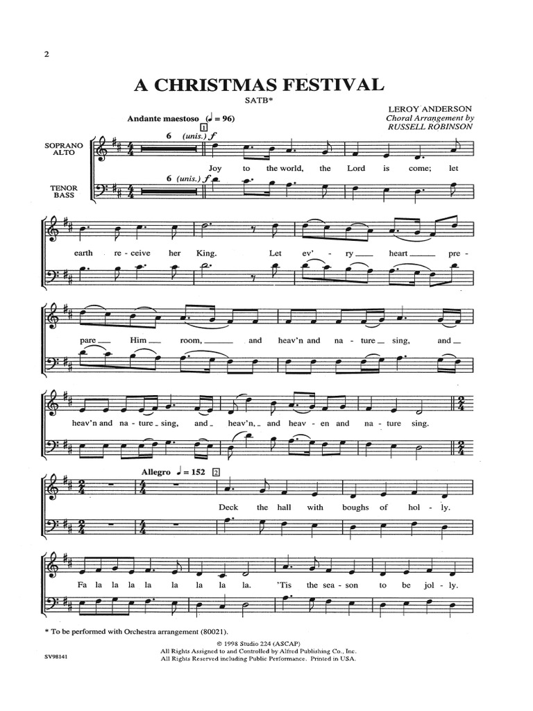 0.1 Vocal Score a Christmas Festival | PDF