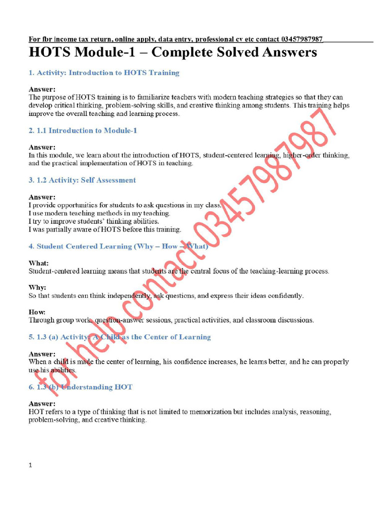 Hots Modules 1-6 | PDF