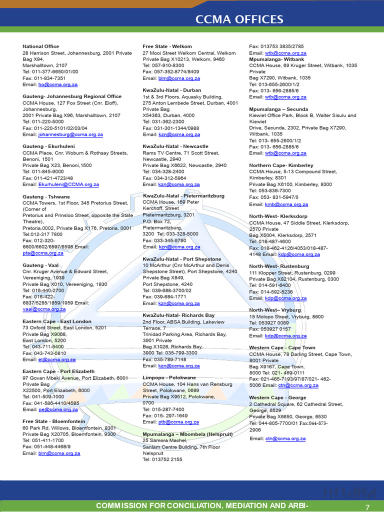 CCMA Office Locations and Contacts | PDF | African National Congress