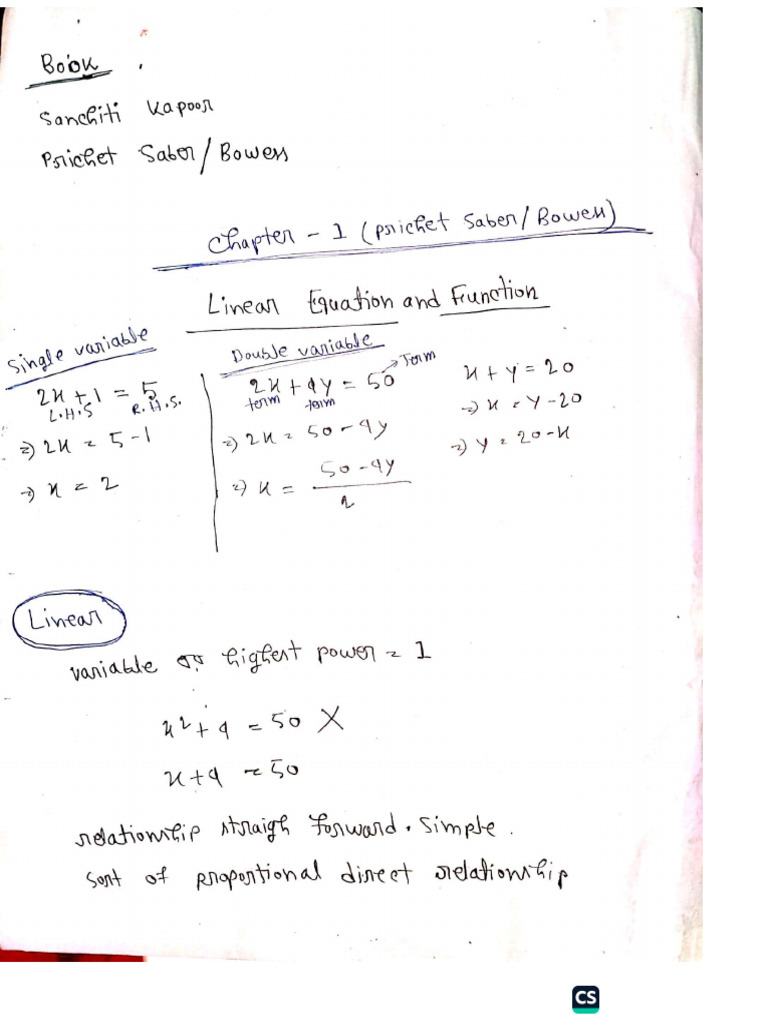f108 Class Notes Linear Equation | PDF