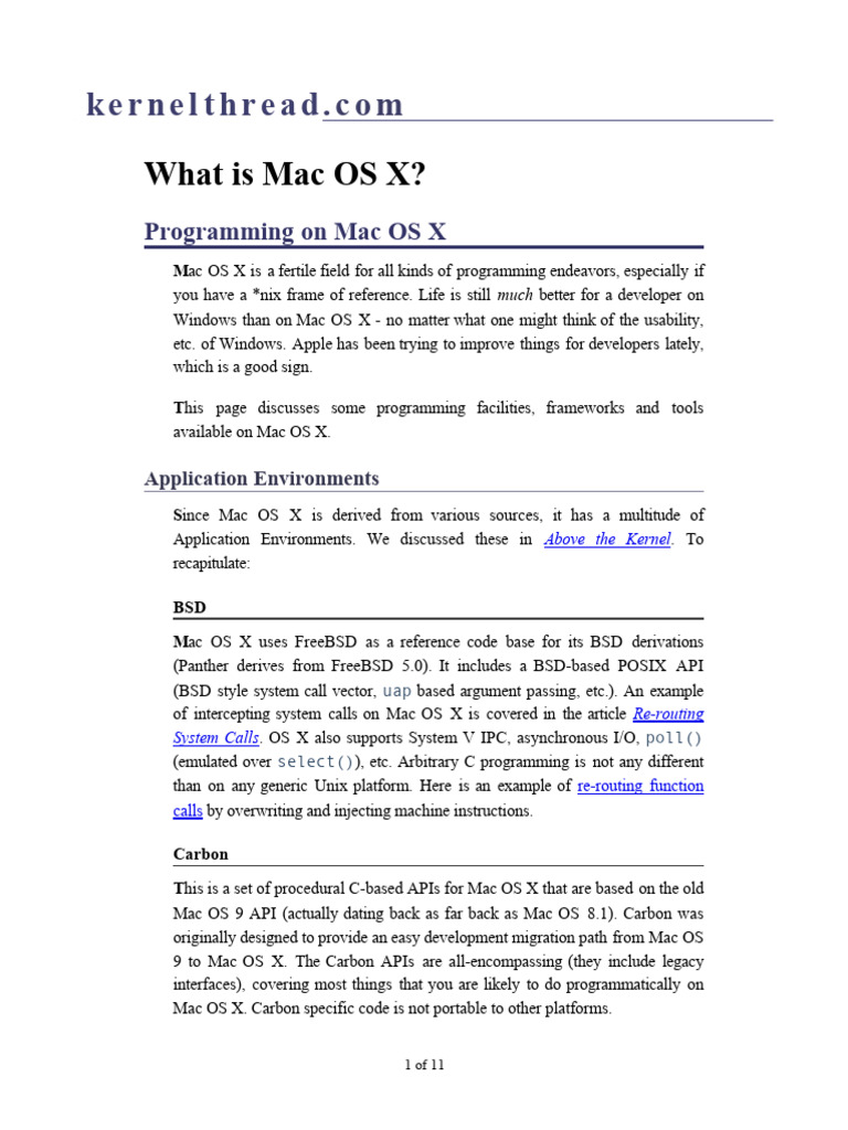 Programming Environments in Mac OS X | PDF | Cocoa (Api) | Mac Os