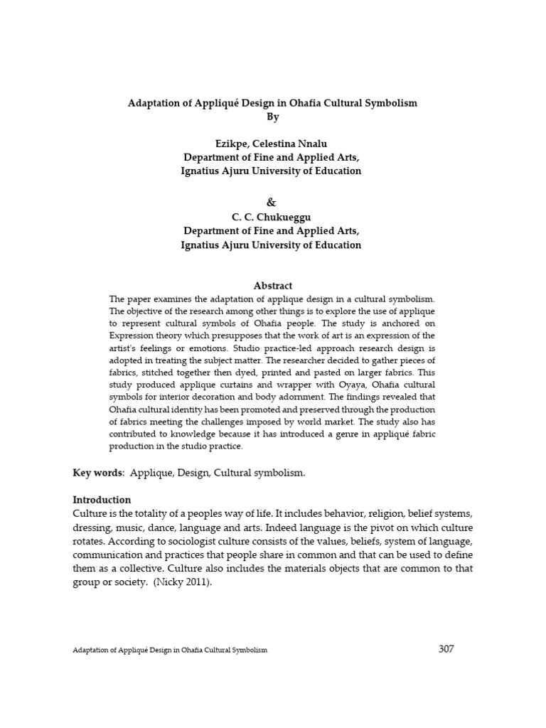 Adaptation of Applique Design in Ohafia Cultural Symbolism | PDF ...
