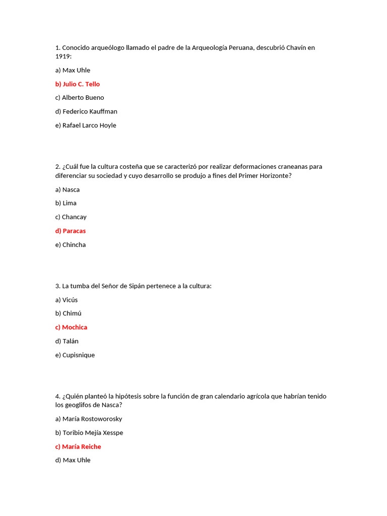 Balotario 1 Sec | PDF | Andes | Era precolombina