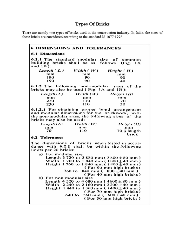 Bricks Classification and Test On Bricks | PDF | Brick | Lime (Material)