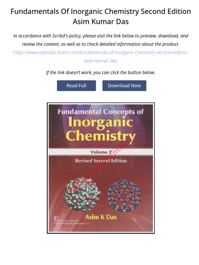 Fundamentals of Inorganic Chemistry Second Edition Asim Kumar Das | PDF | Molecules | Chemical Bond