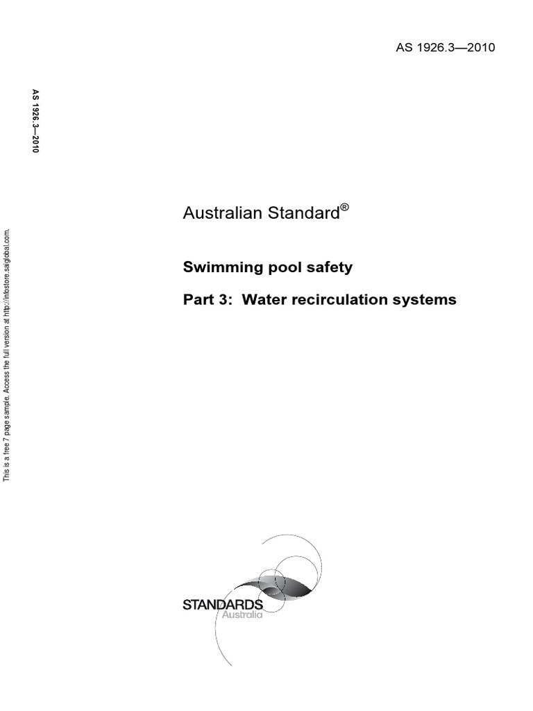 As 1926.3-2010 Swimming Pool Safety Water Recirculation Systems | PDF ...