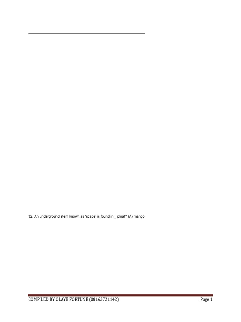 Pbb122 Past Questions Arrangement-Izekor Nosakhare | PDF | Leaf ...