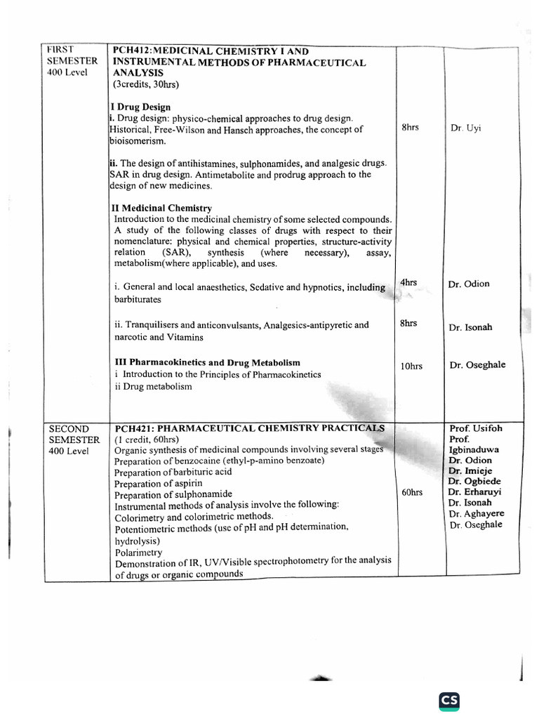 PCH Lecture Schedule | PDF