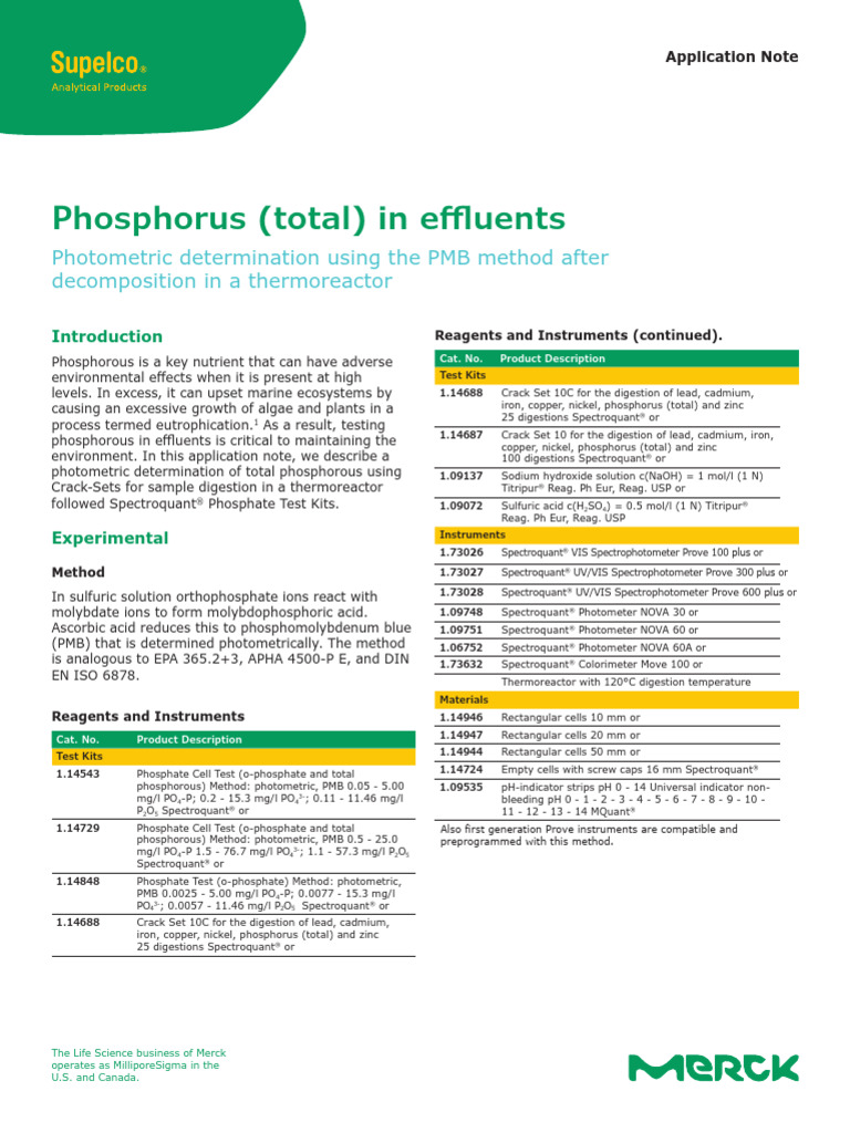 Photometric Total Phosphorus Testing | PDF | Phosphorus | Acid