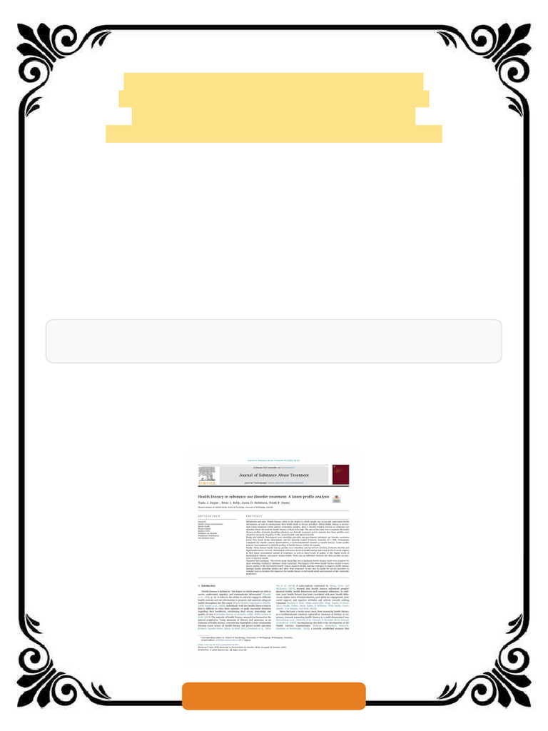 Health Literacy in Substance Use Disorder Treatment - A Latent Profile ...