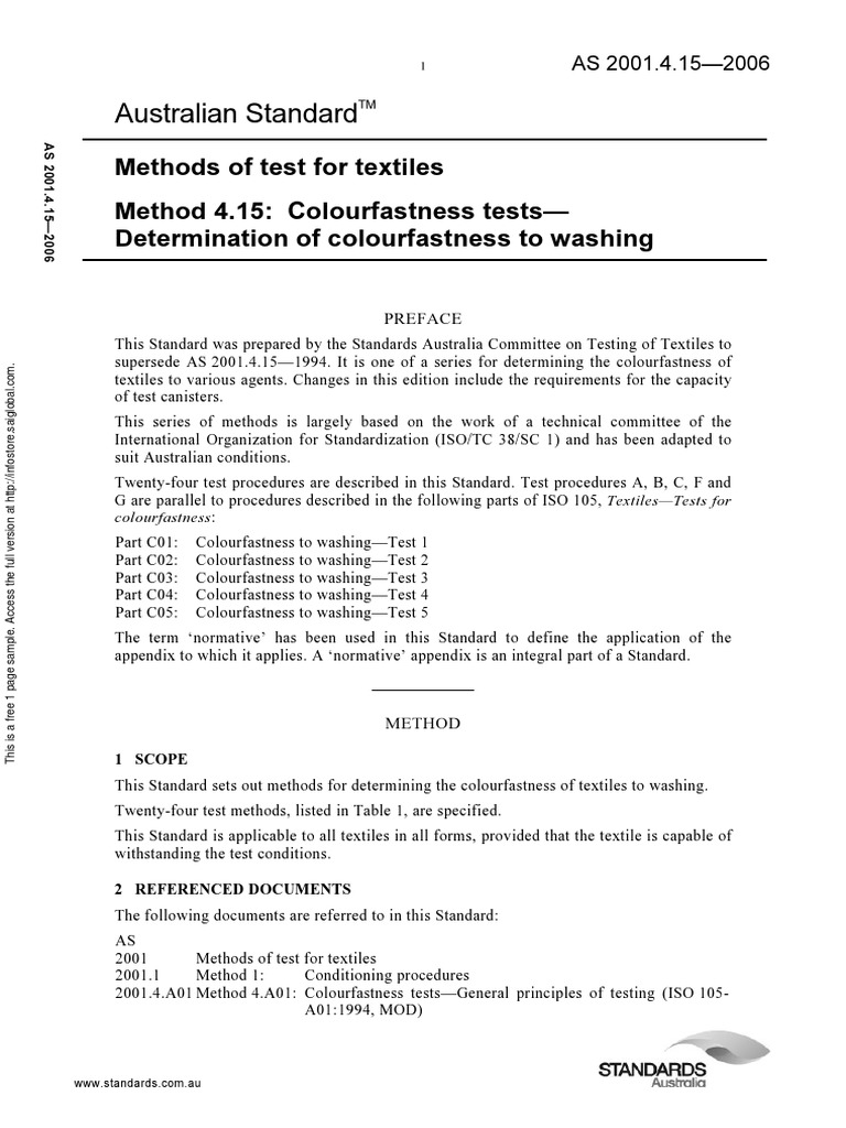 As 2001.4.15-2006 Methods of Test For Textiles Colourfastness Tests ...