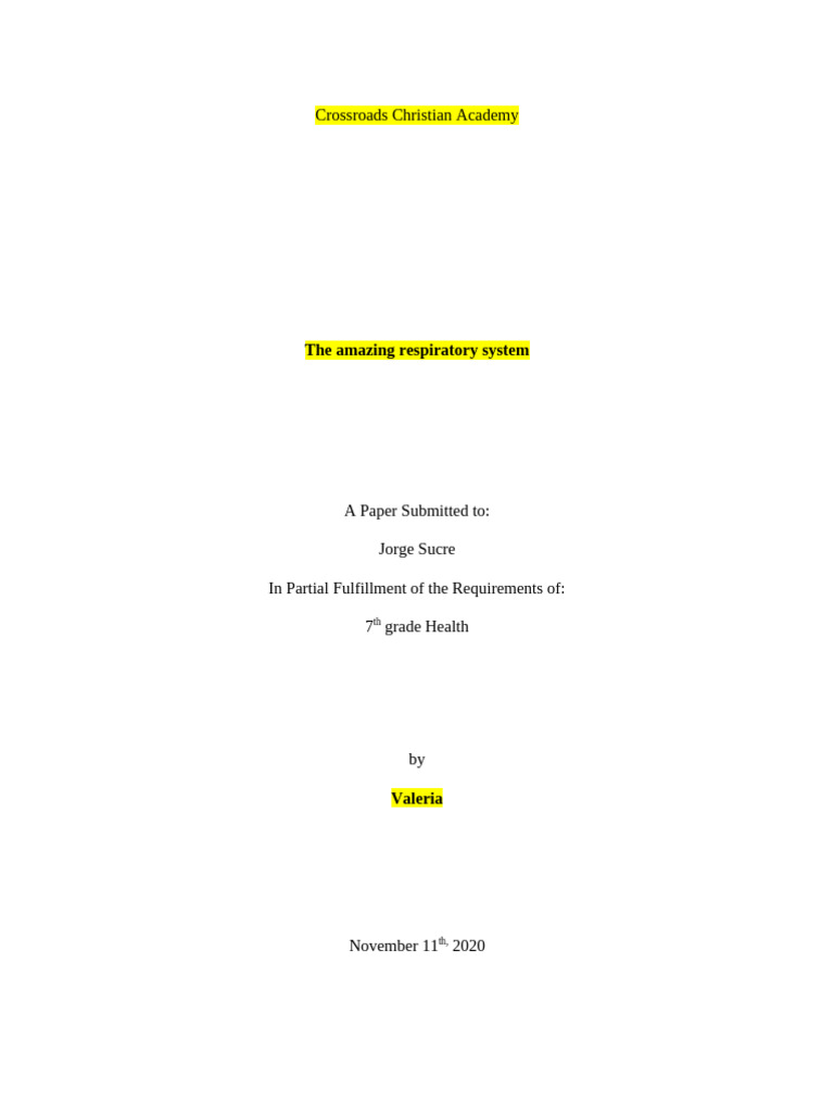 Test 1 - The Respiratory System Paper | PDF | Respiratory Tract ...