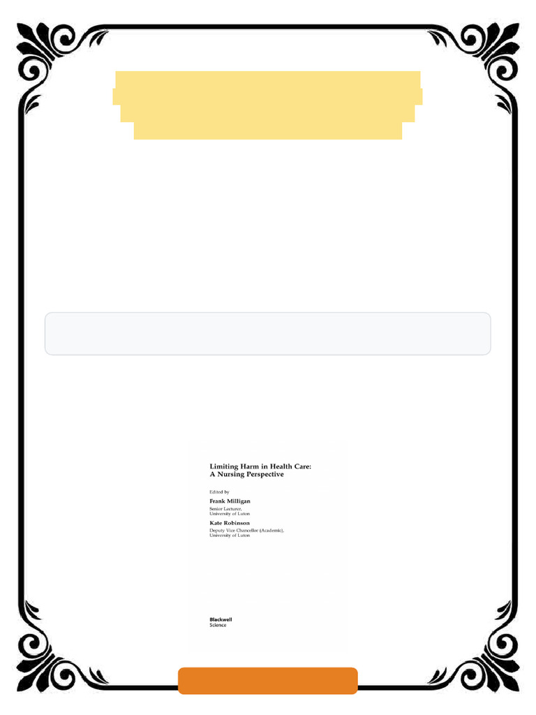 Limiting Harm in Health Care A Nursing Perspective 1st Edition by Frank Milligan, Kate Robinson ...