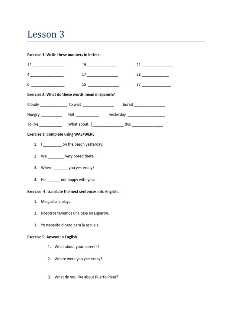 English and Spanish Language Exercises | PDF