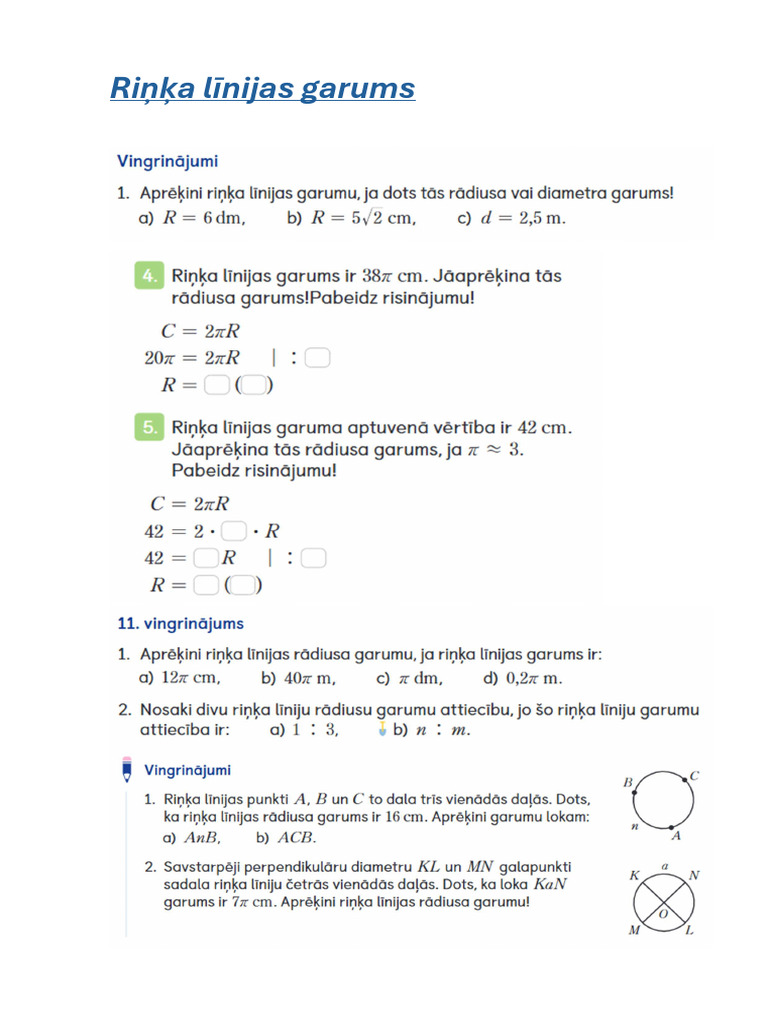 Rinka Laukums Linjas Garums Uzdevumi | PDF