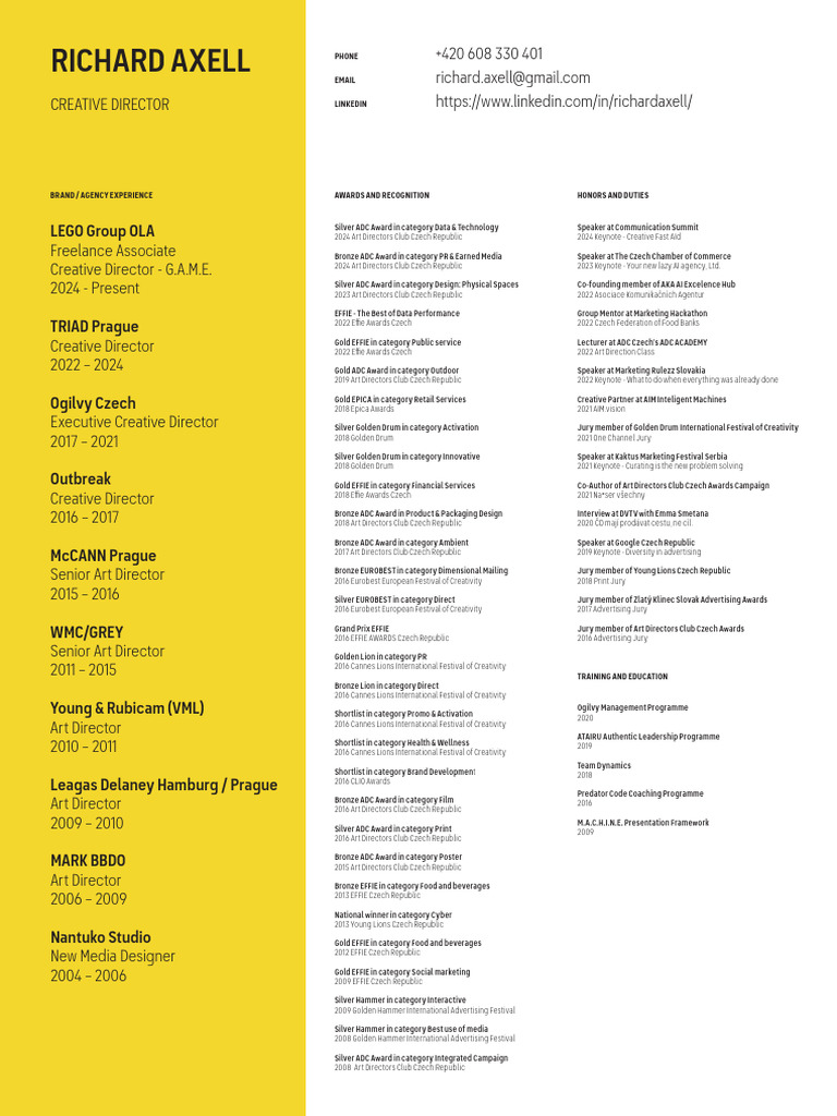 CV - Richard Axell | PDF | Advertising | Promotion And Marketing ...