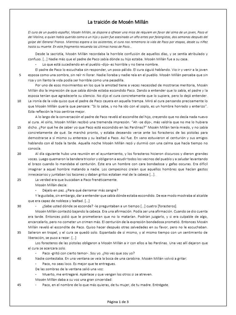 Traicion de Mosen Millan | PDF