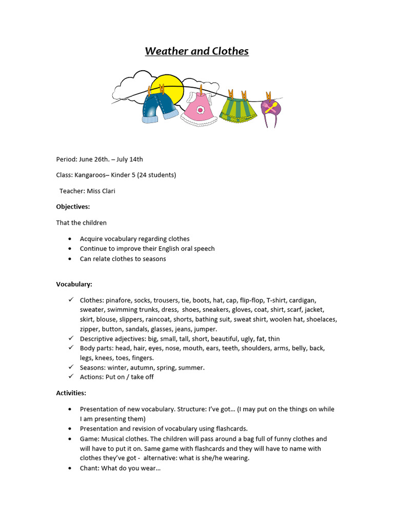 Weather and Clothes Project Sample | PDF | Sweater | Clothing