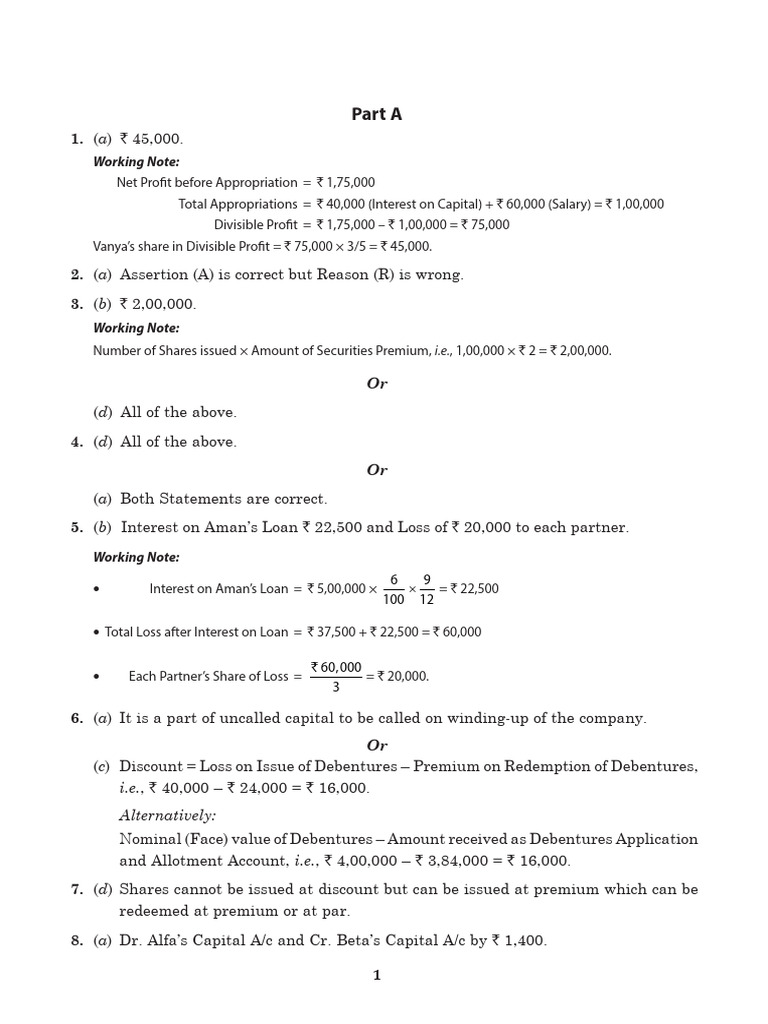 Xii Acc. Full Course Practice Sheet-19 Ans. | PDF | Revenue | Equity ...