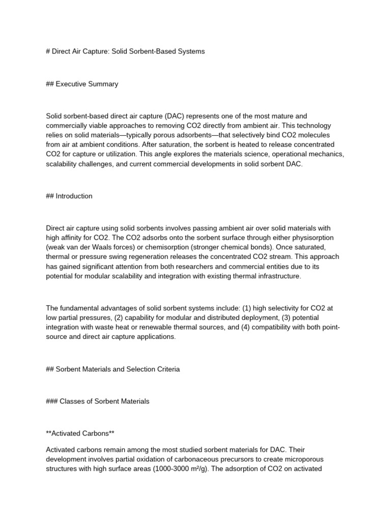 Solid Sorbent Direct Air Capture Systems | PDF | Adsorption | Carbon ...