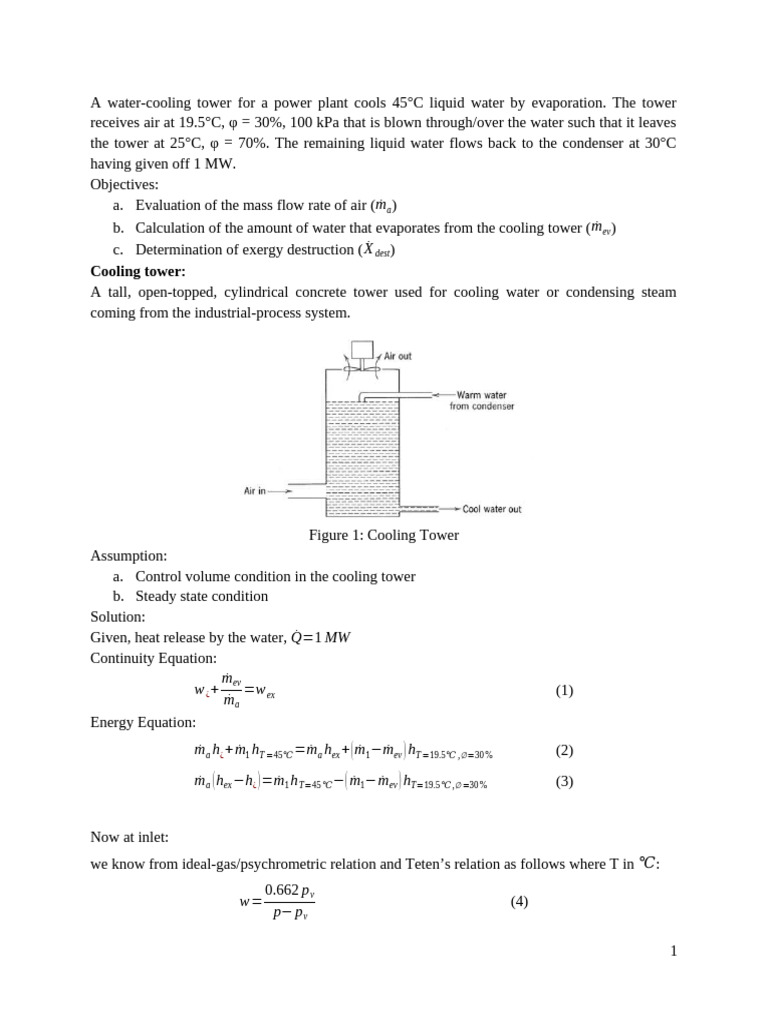 Cooling Tower Exergy Analysis and Calculations | PDF | Evaporation ...