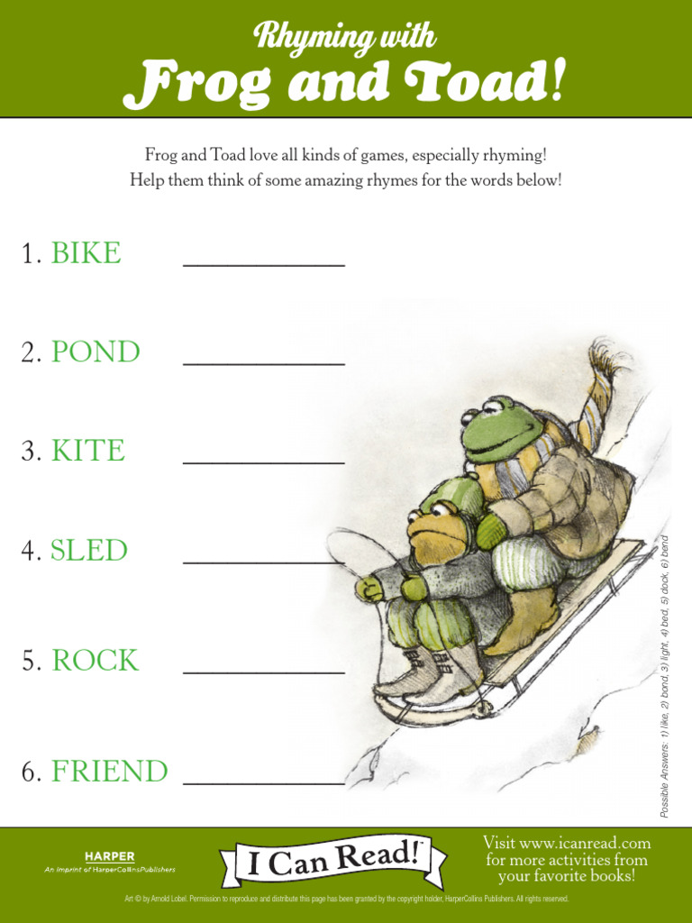 RM.dl.Frog and Toad Rhyming | PDF