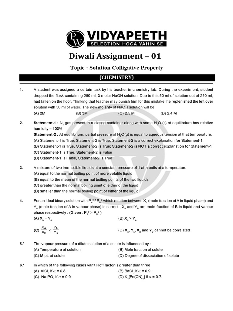 Diwali Assignment.01_Solution & Colligative Property_Chemistry_Abhijeet ...