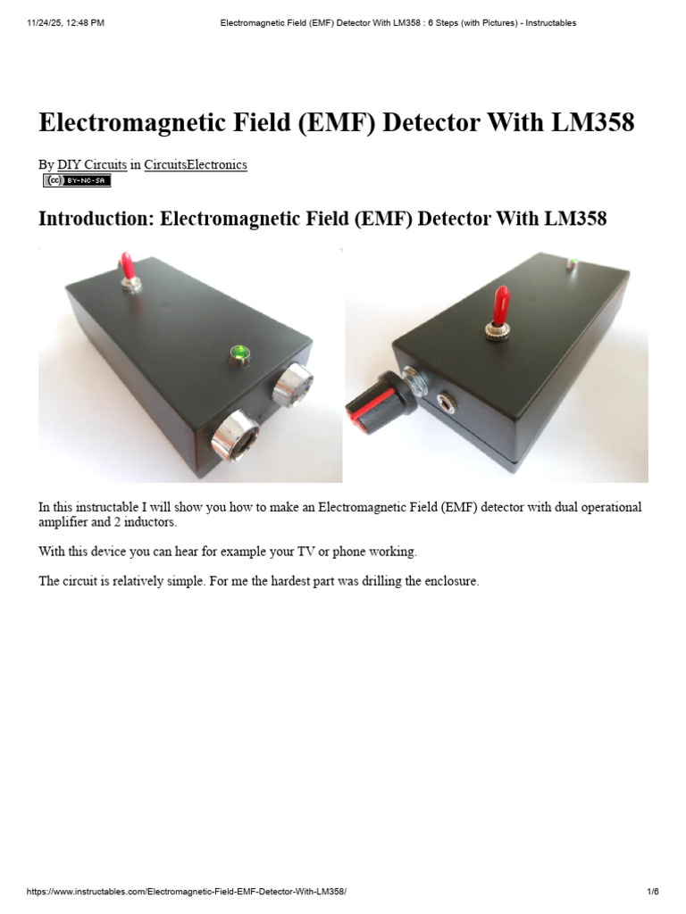Electromagnetic Field (EMF) Detector With LM358 - 6 Steps (With ...