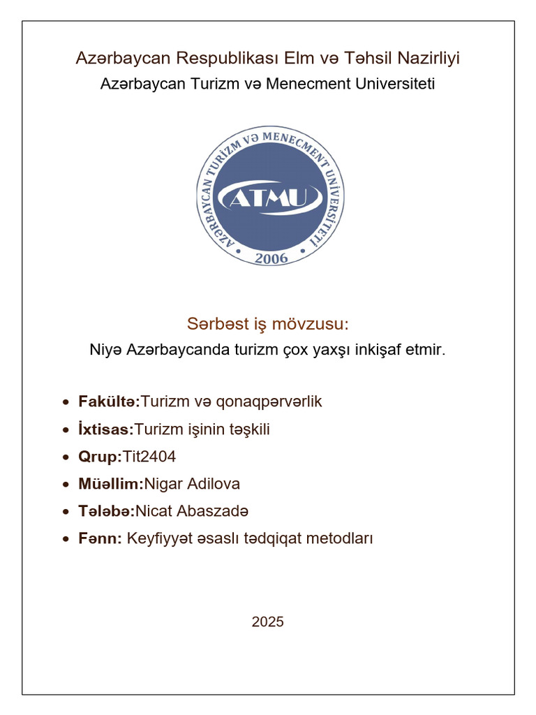 Keyfiyyət Əsaslı Tədqiqat Metodları Nicat | PDF