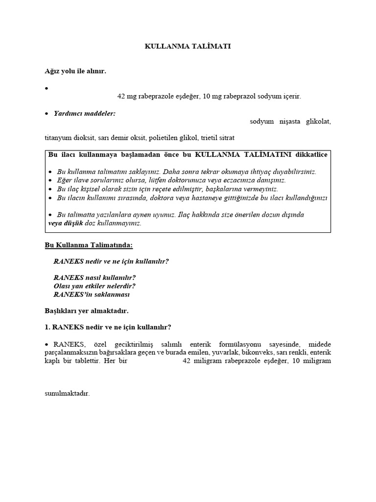 Raneks 10 MG Enterik Tablet KT | PDF