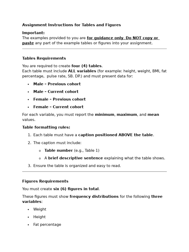 Tables and Figures Assignment Guide | PDF