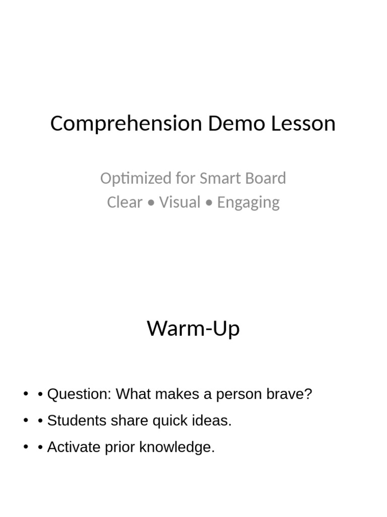 SmartBoard Optimized Comprehension Demo | PDF