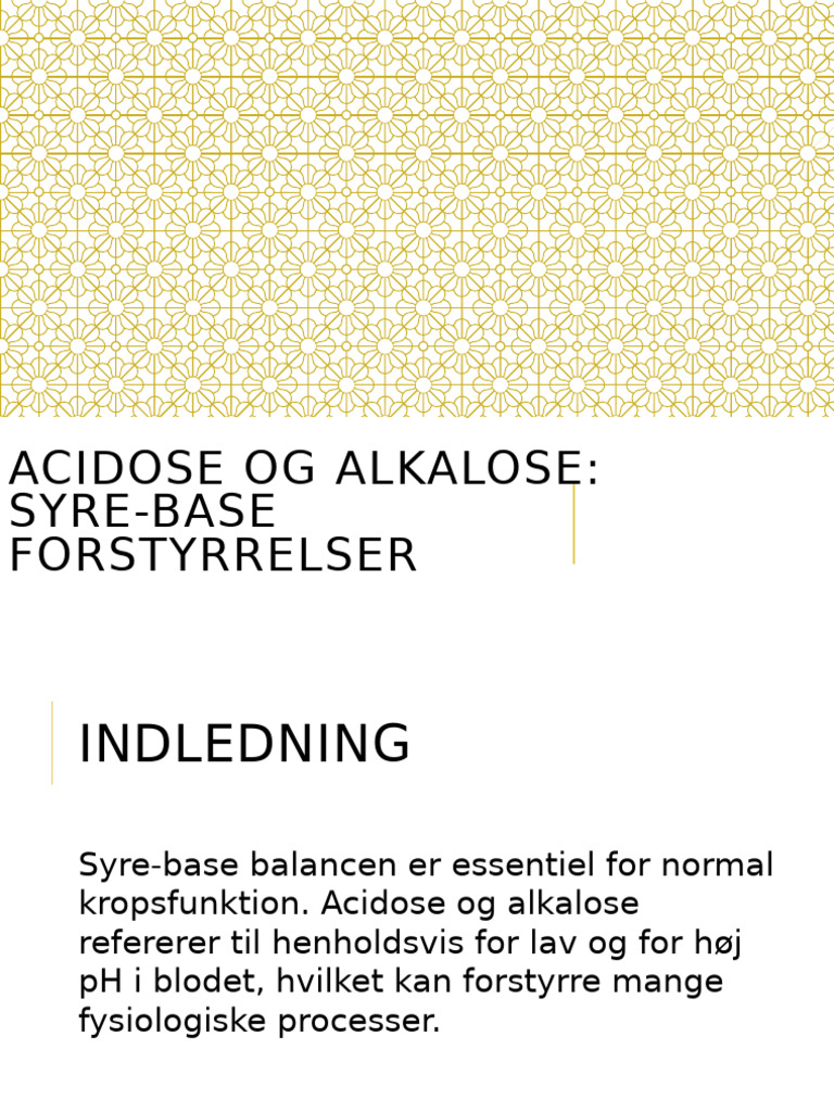 Acidose Og Alkalose Praesentation | PDF