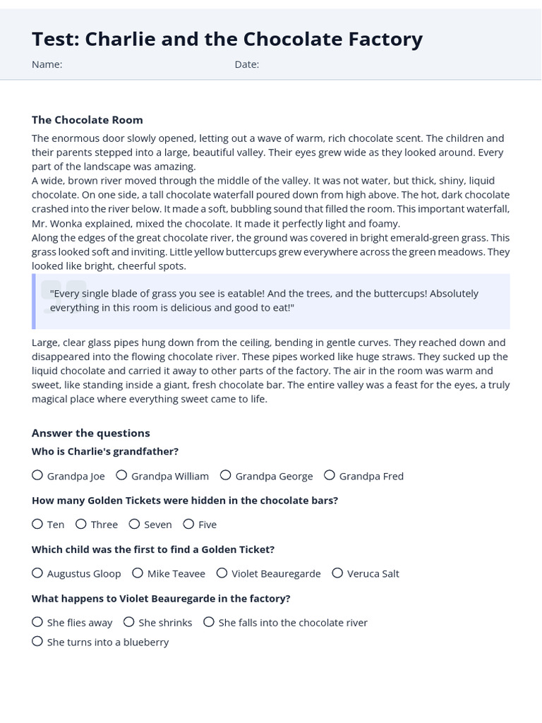 Charlie and the Chocolate Factory Overview | PDF