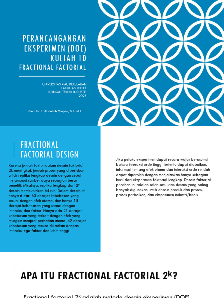 Desain Eksperimen Fractional Factorial | PDF