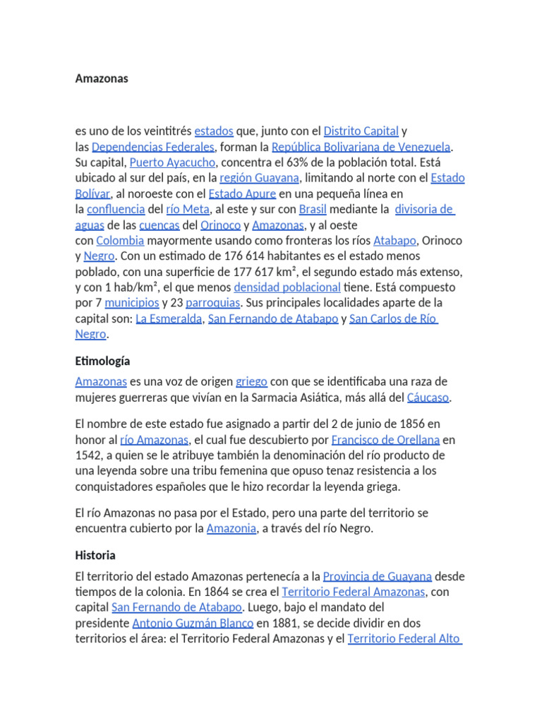 Estado Amazonas: Geografía y Población | PDF